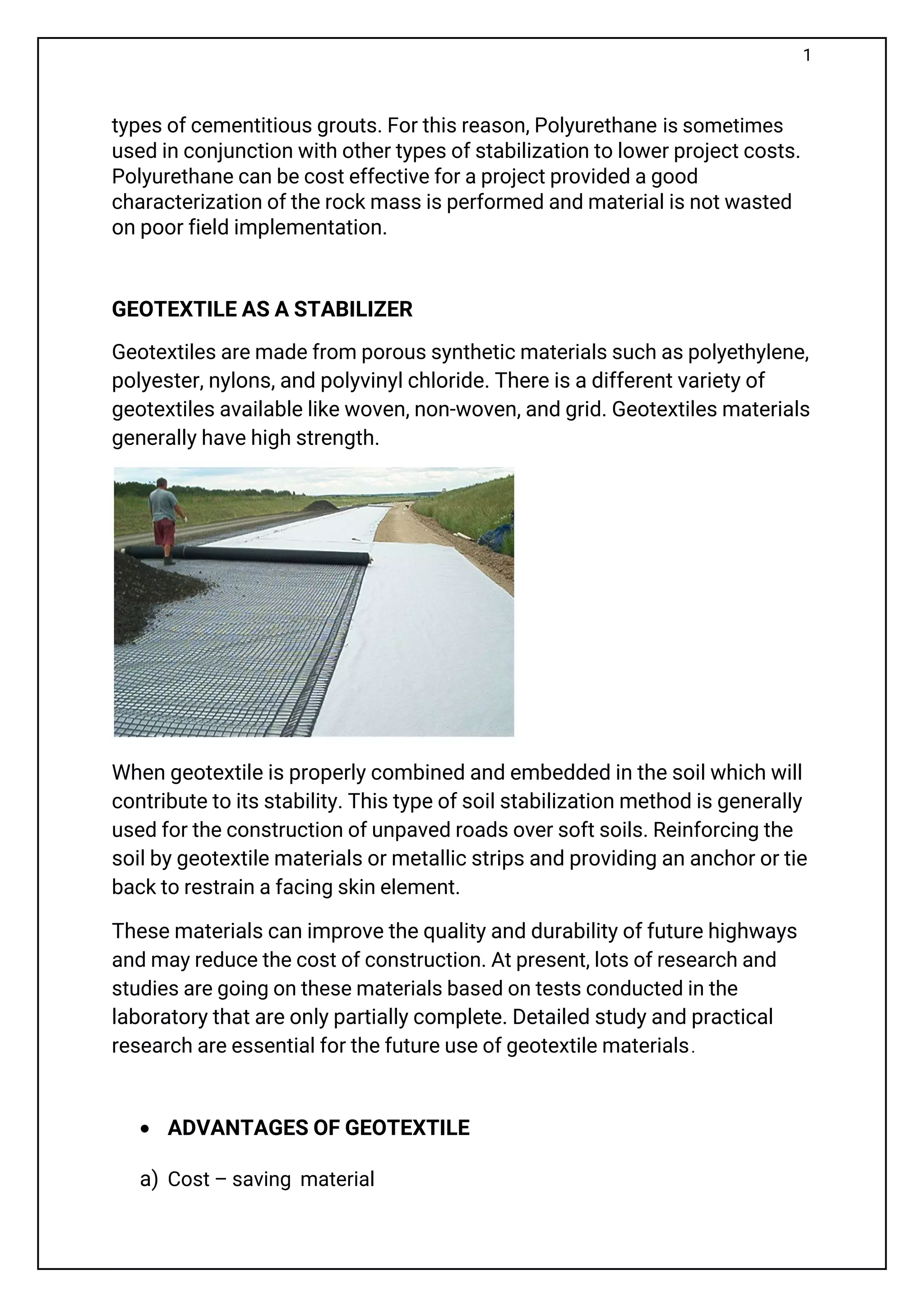 GTU Design Engineering Report on Sustainable Soil Stabilization | PDF