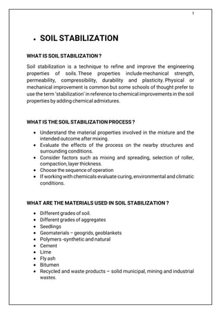 GTU Design Engineering Report on Sustainable Soil Stabilization | PDF