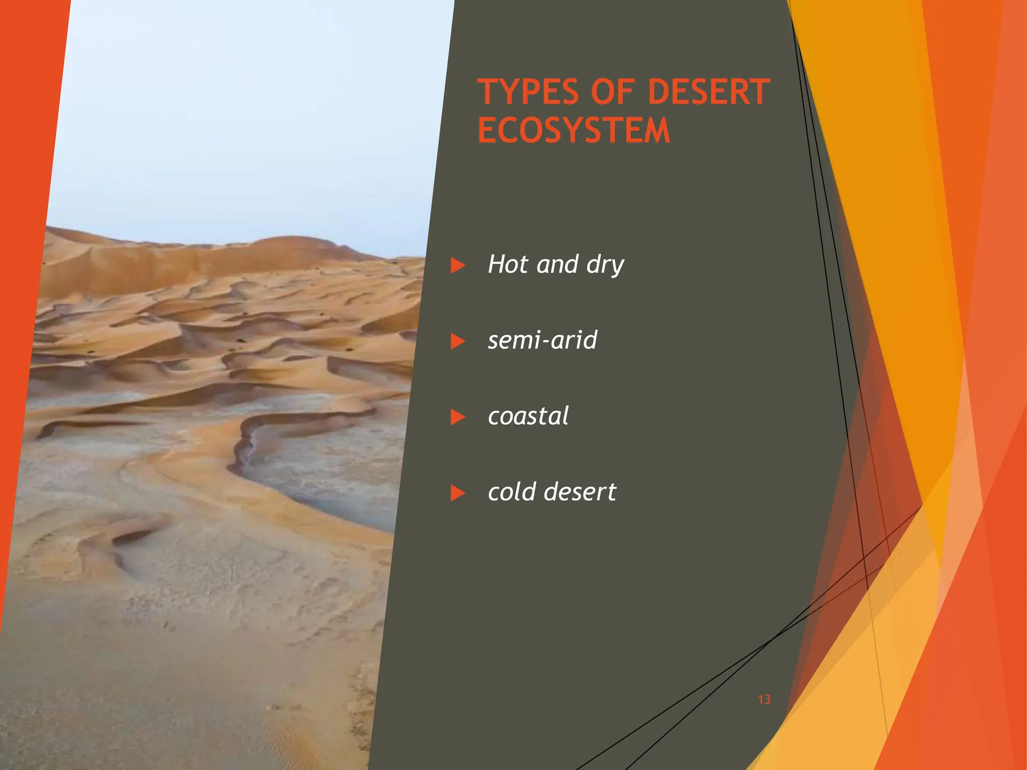 DESERT ECOSYSTEM AND ITS CHARACTERISTICS AND TYPES | PPTX