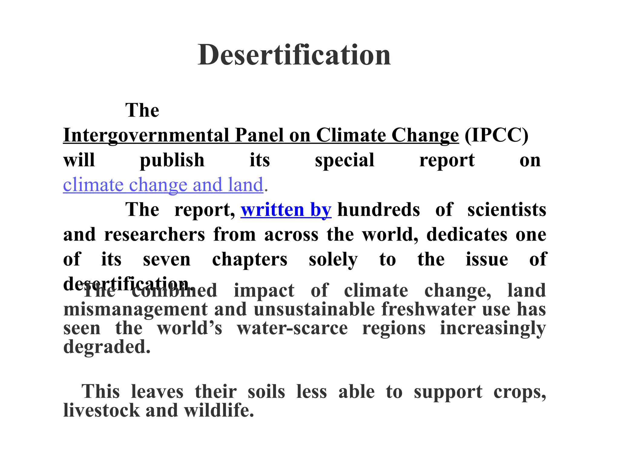 Desertification, definition and its effect | PPTX