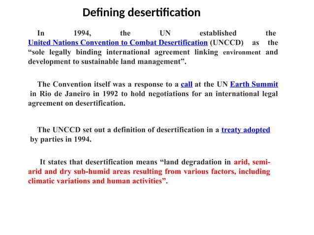 Desertification, definition and its effect | PPTX | Agriculture ...