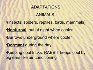 Desert notes Notes on world's deserts & organisms' adaptations to ...
