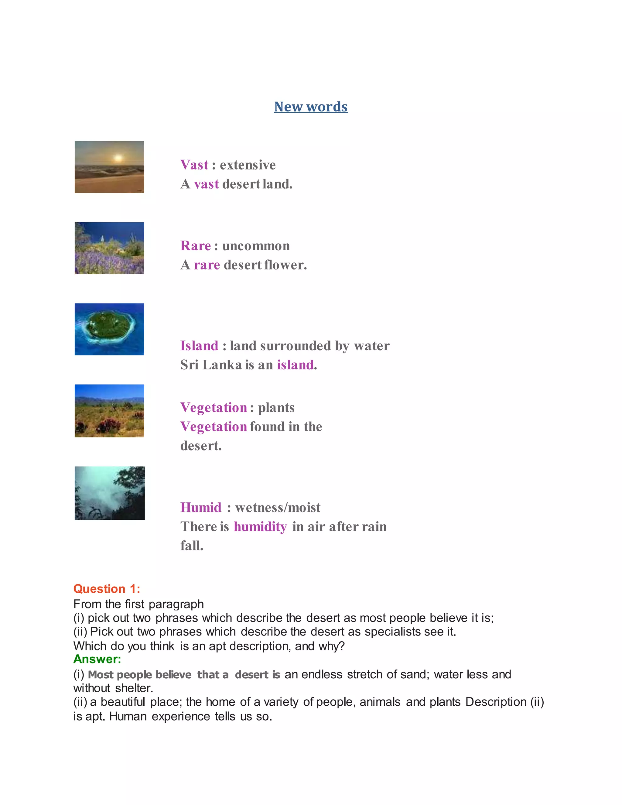 Desert question and answers | PDF