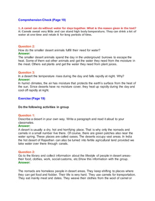 Desert question and answers | PDF