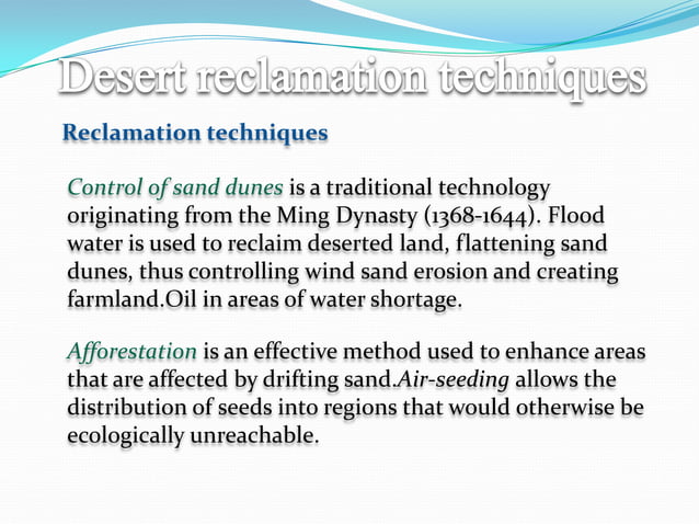Desert reclamation techniques | PPT