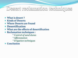 Desert reclamation techniques | PPT