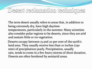 Desert reclamation techniques | PPT