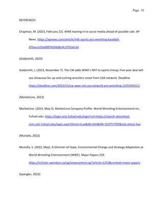 Project & Portfolio, Market Analysis: WWE | PDF