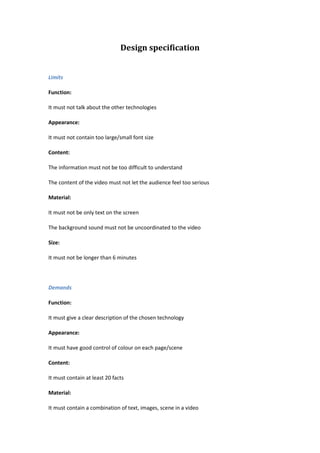 Design brief & specification | DOCX