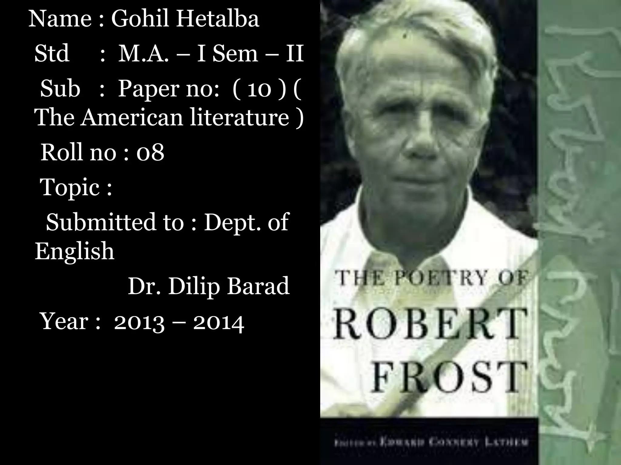 The Analysis of Poem Design Paper no 10 American Literature | PPT