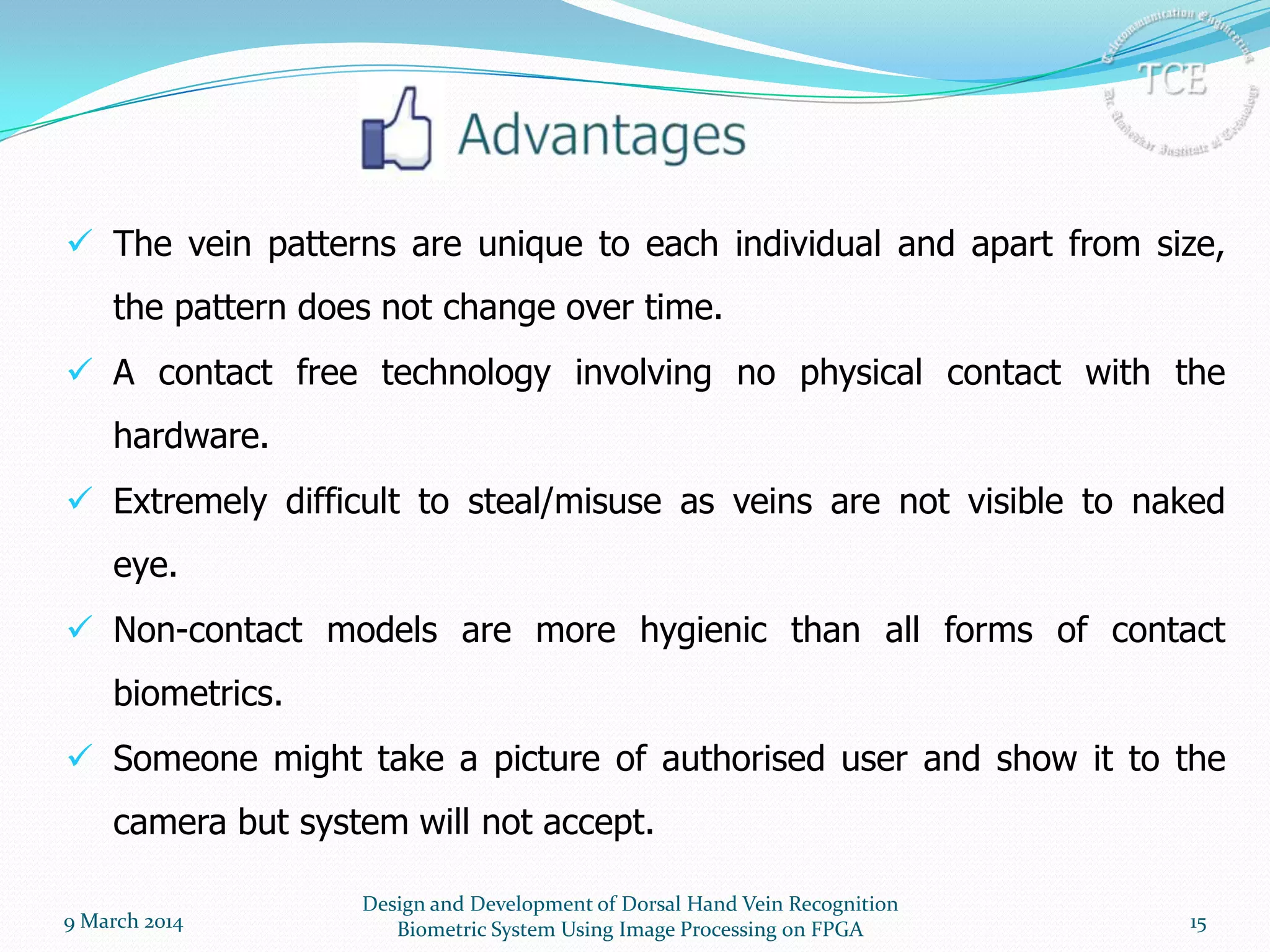 Design and development of dorsal hand vein recognition biometric system ...