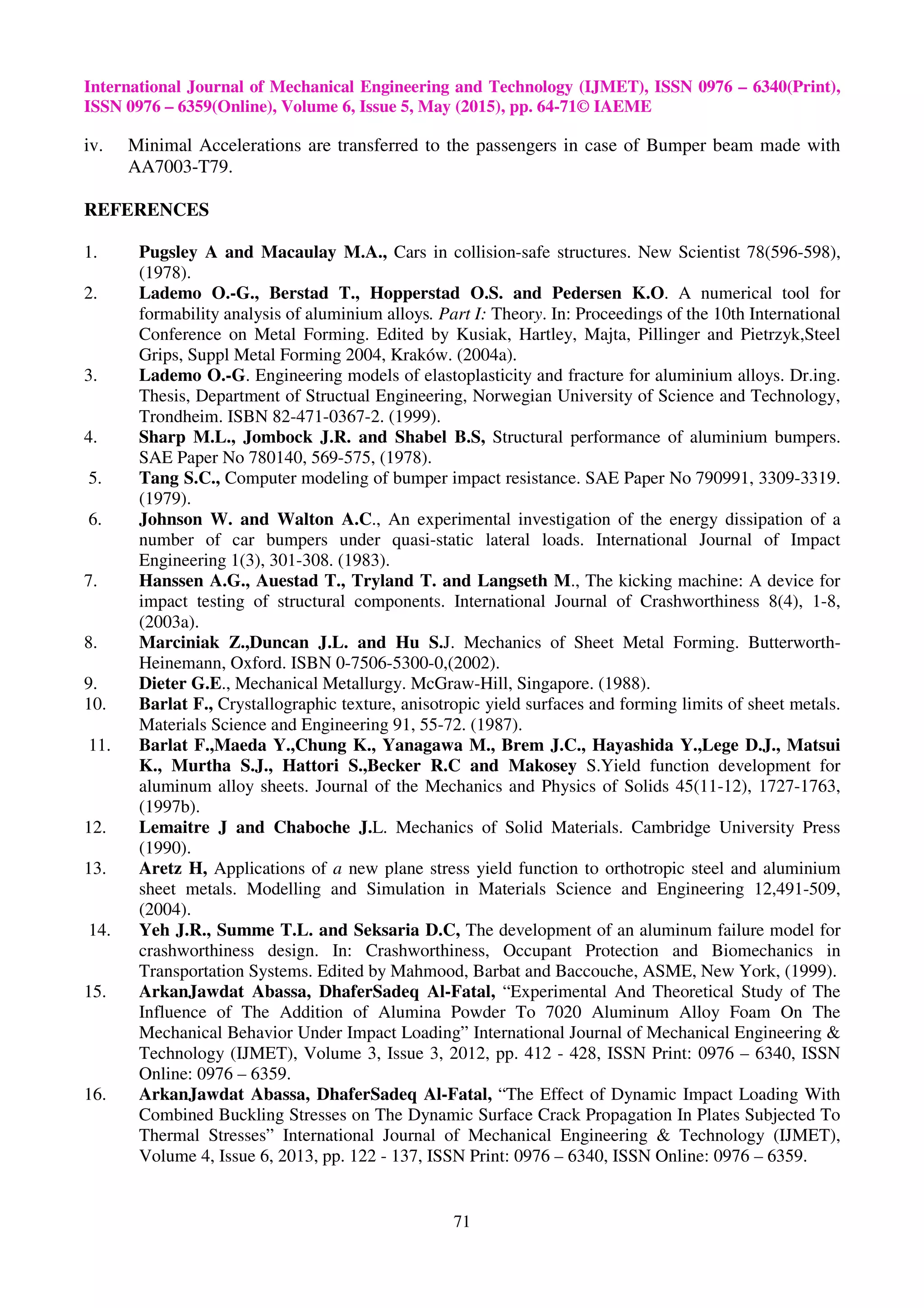 Design analysis of bumper beam subjected to offset impact loading for ...