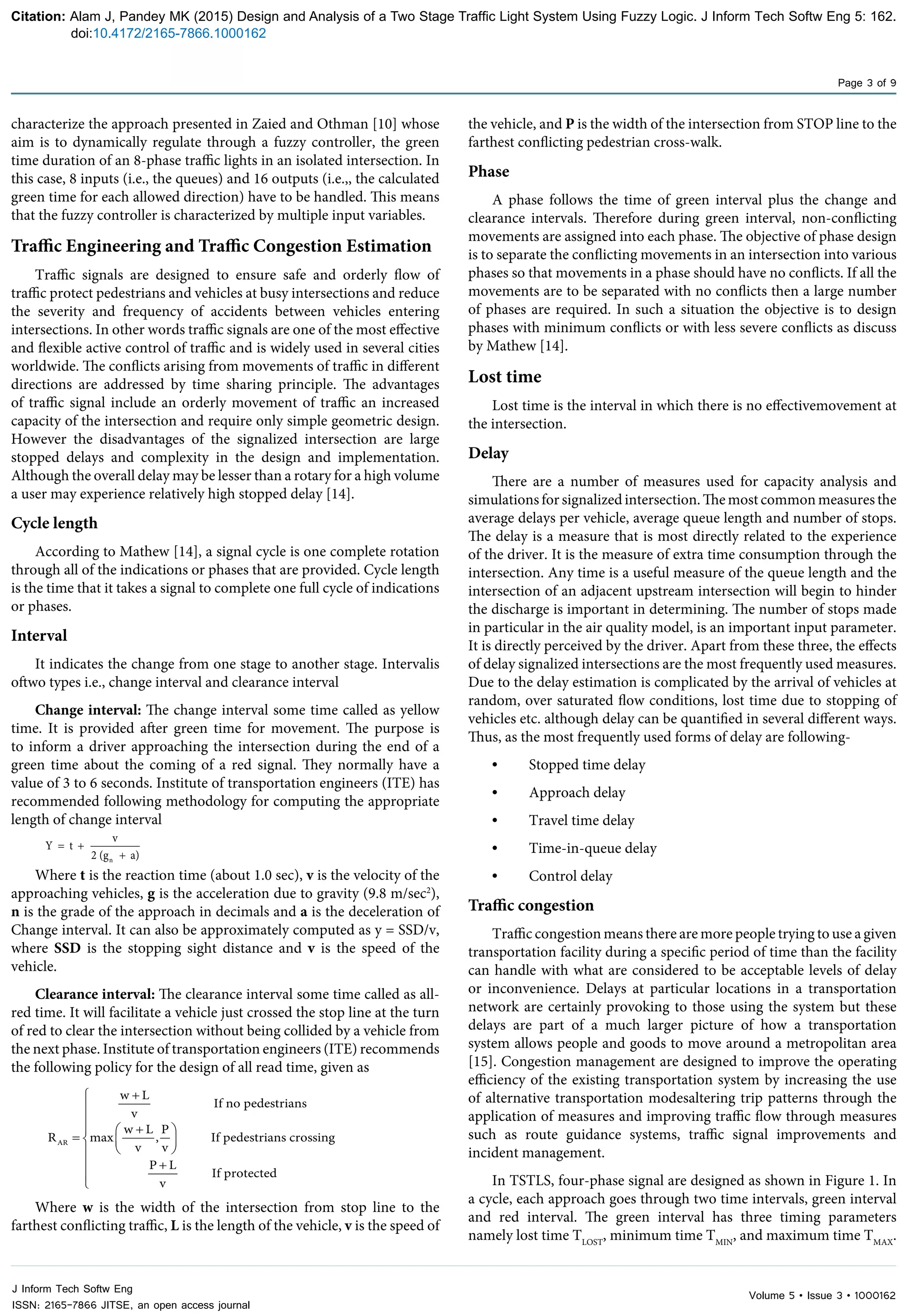 Design And Analysis Of A Two Stage Traffic Light System Using Fuzzy Logic 2165 7866 1000162 Pdf
