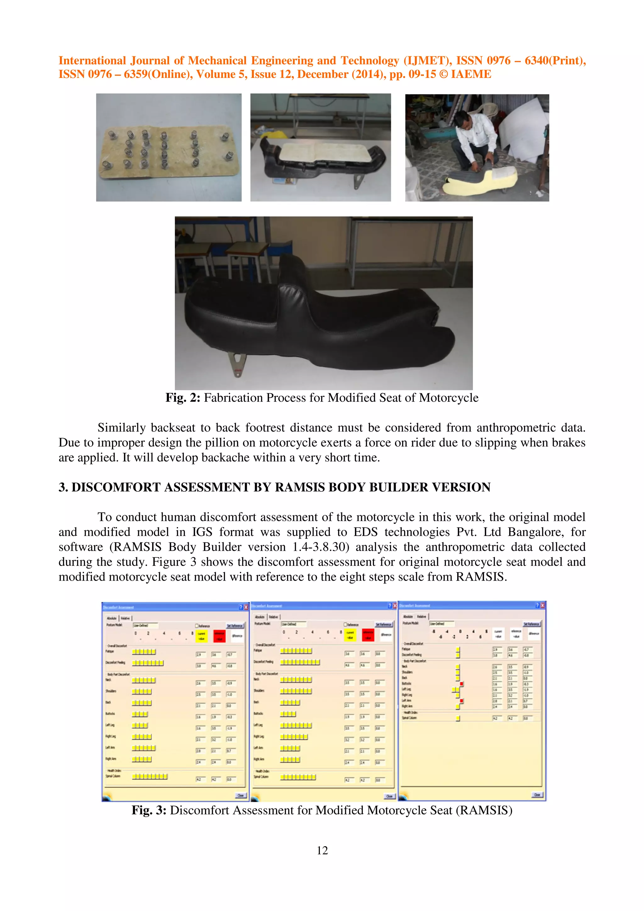 DESIGN AND DEVELOPMENT OF MOTORCYCLE SEAT FROM ERGONOMICS POINT OF VIEW ...