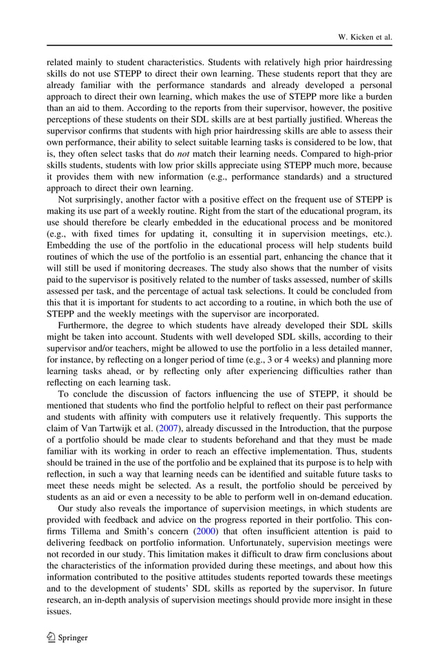 Design And Evaluation Of A Development Portfolio How To Improve Students Self Directed Learning ...