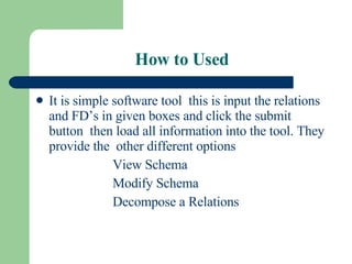 Design and Implementation of Relational Database Design Tool | PPT | Databases | Computer ...