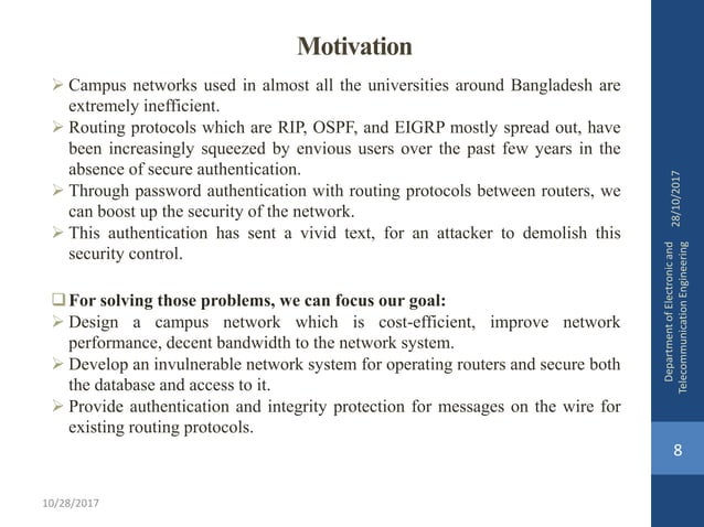 Design and performance evaluation of a campus network based on routing protocols | PPTX ...