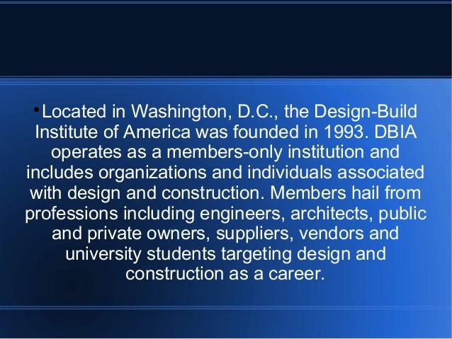 Design-Build Institute of America: An Overview