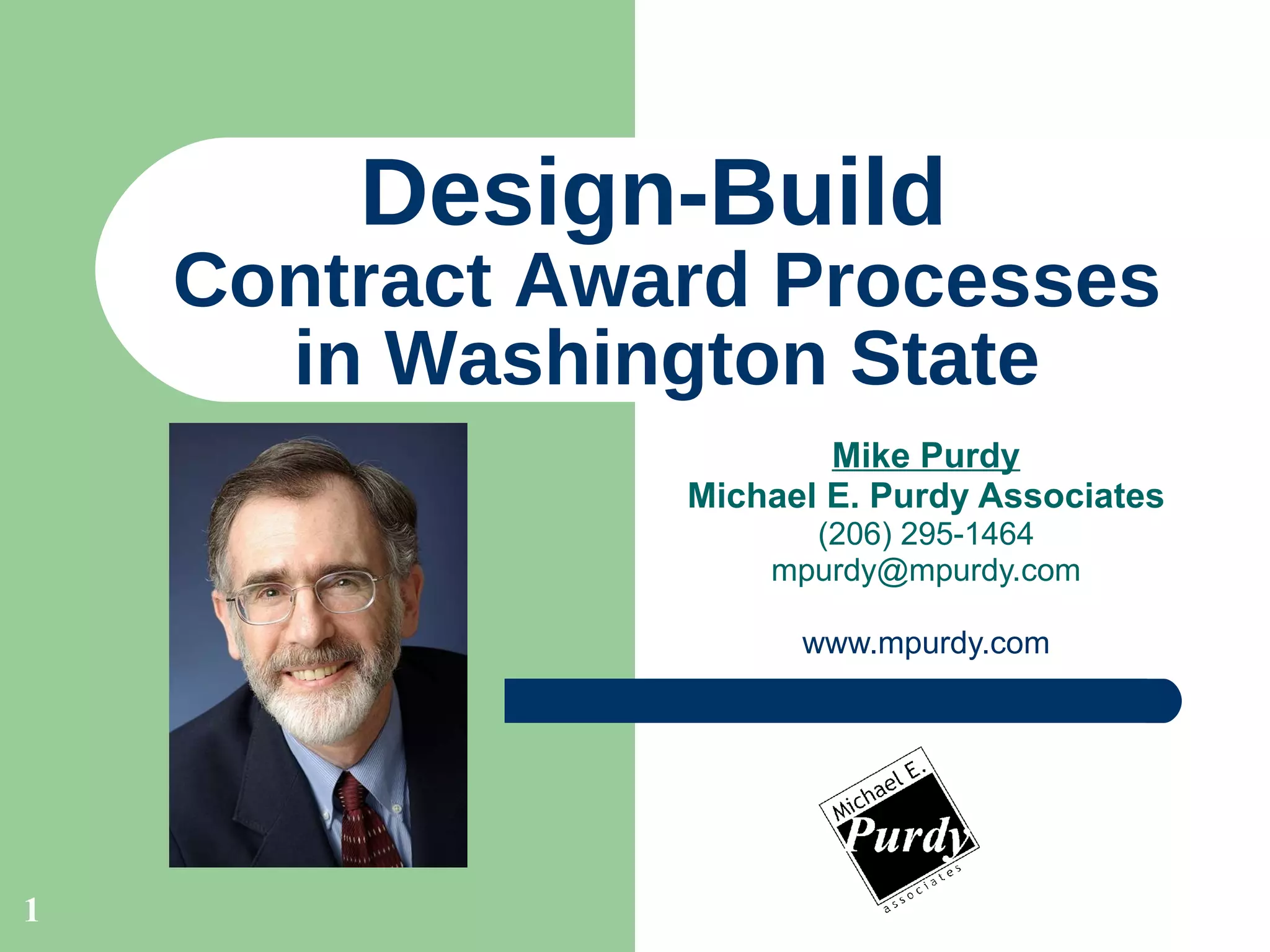Design Build Requirements In Washington State By Michael E Purdy | PPT