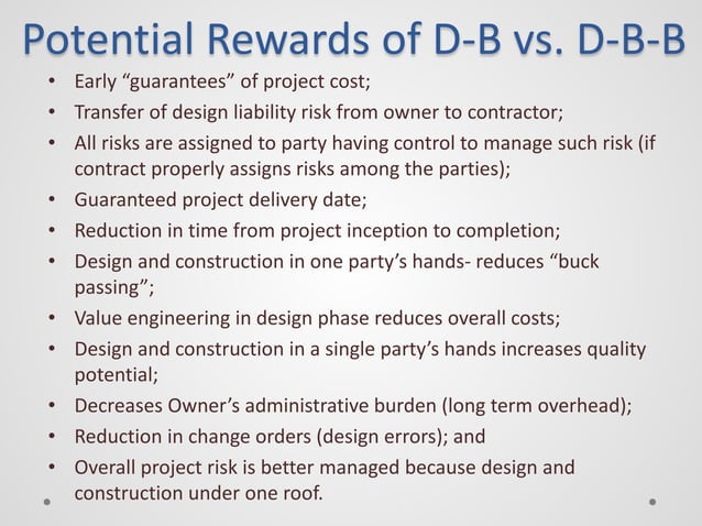 Design build risks and rewards for public owner | PPT