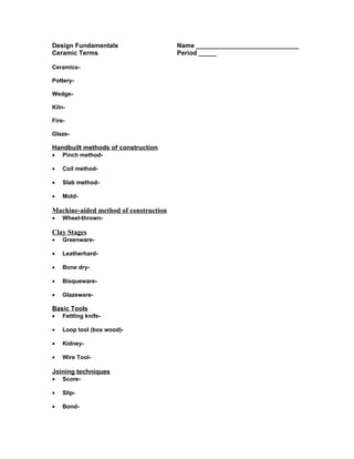 Design ceramics terms 1 | DOC