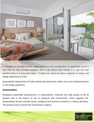 Design Objectives for a Sustainable Home | PDF