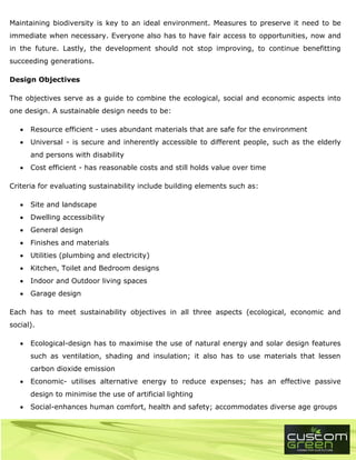 Design Objectives for a Sustainable Home | PDF