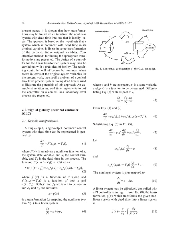 Design Of Controller Using Variable Transformations For A Nonlinear