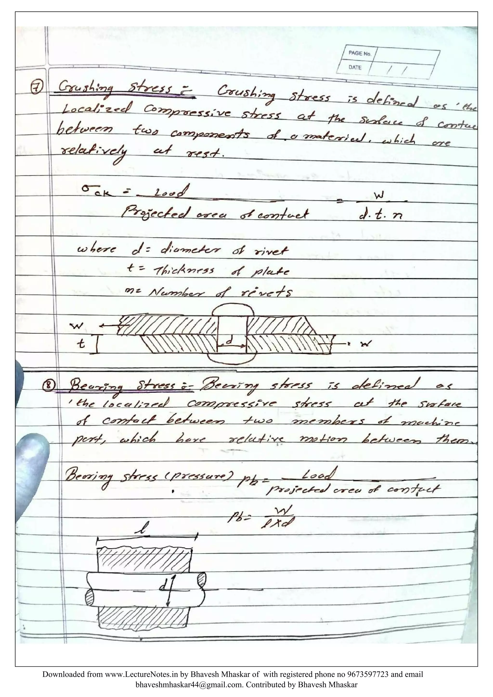 Design of machine elements notes by Bhavesh Mhaskar | PDF