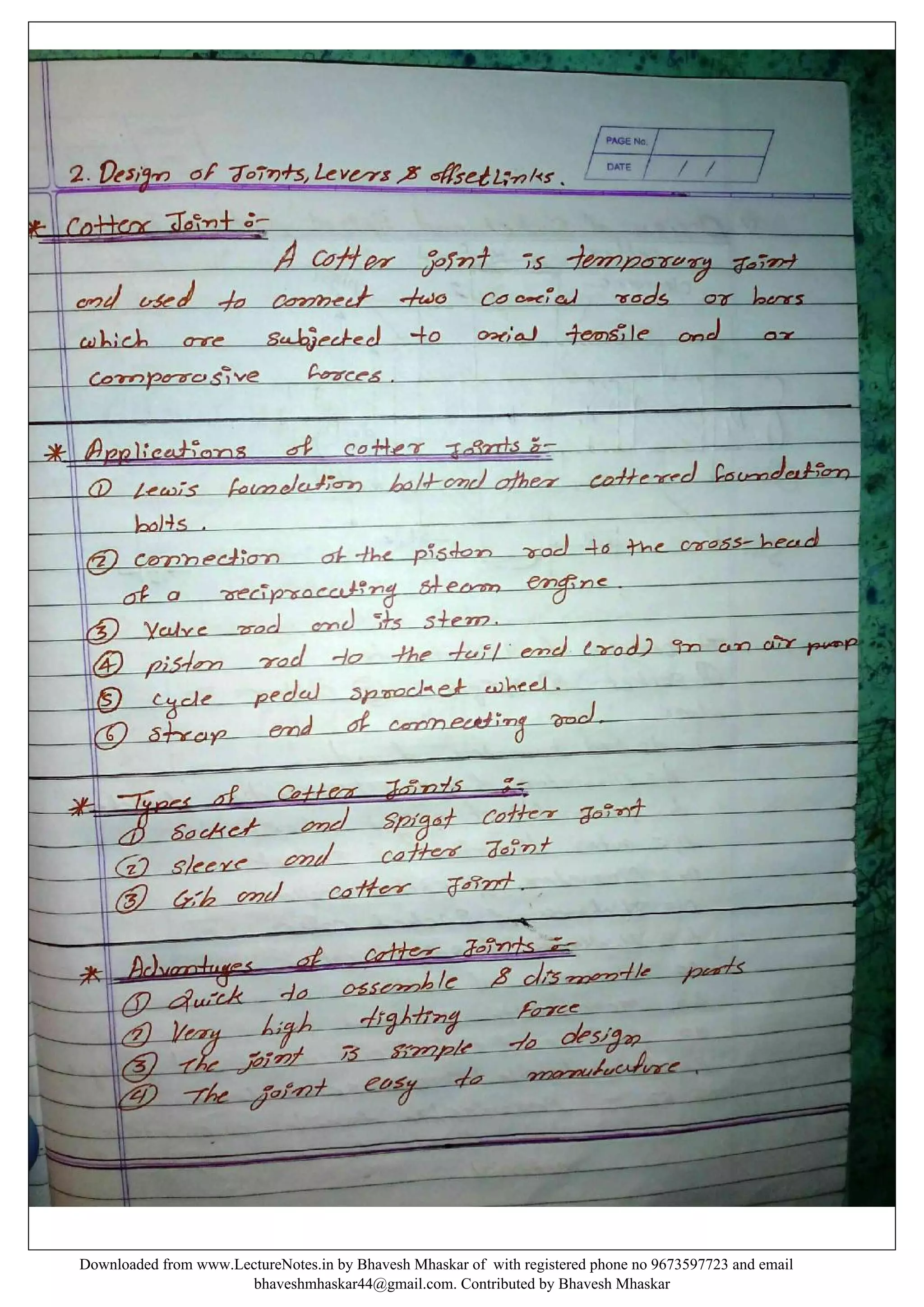 Design of machine elements notes by Bhavesh Mhaskar | PDF