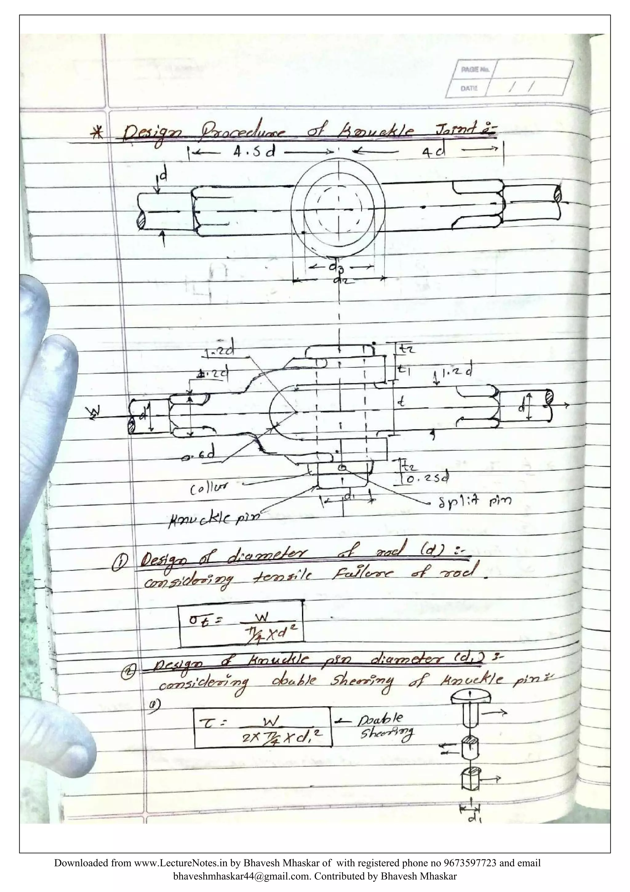Design of machine elements notes by Bhavesh Mhaskar | PDF