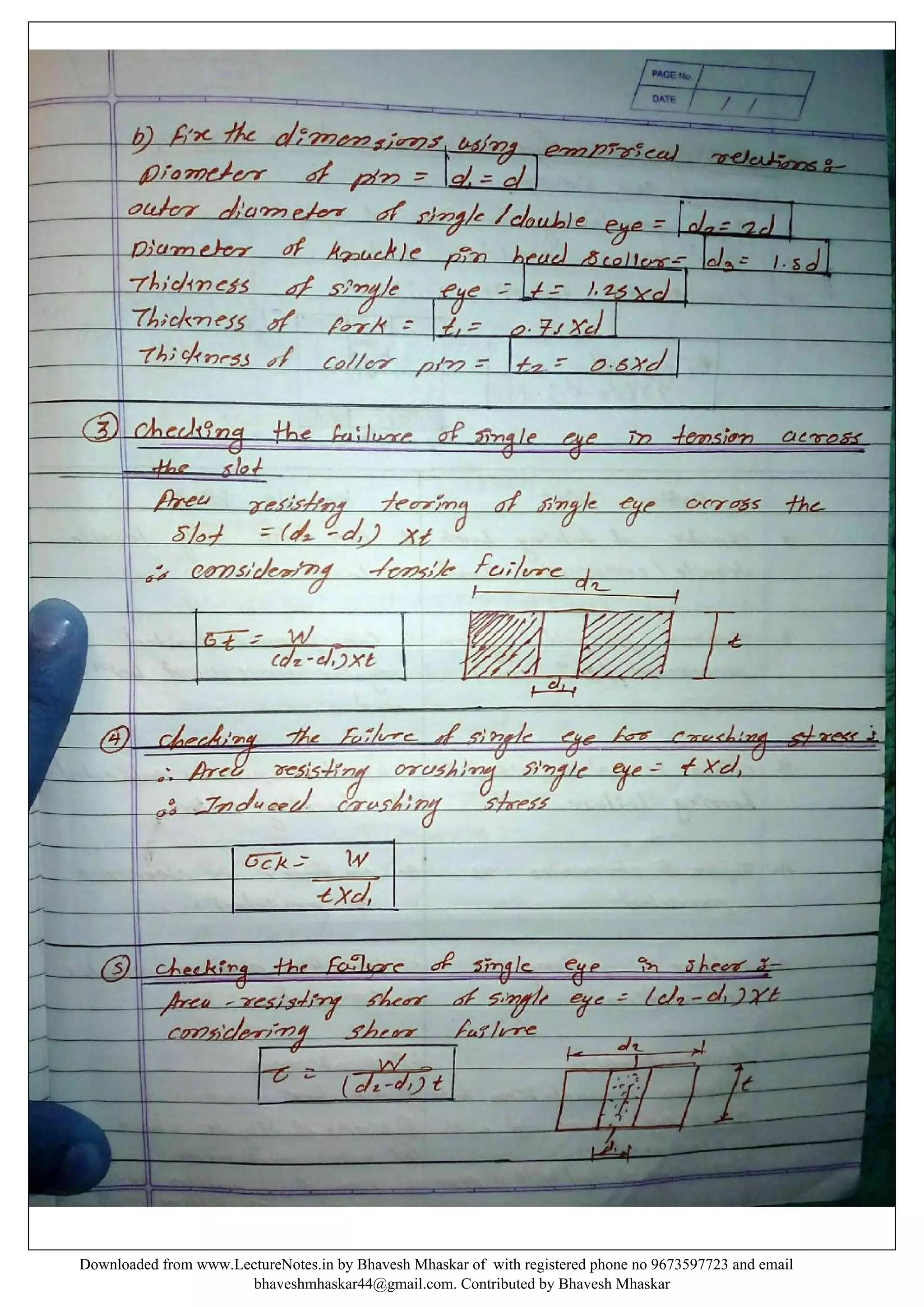 Design of machine elements notes by Bhavesh Mhaskar | PDF