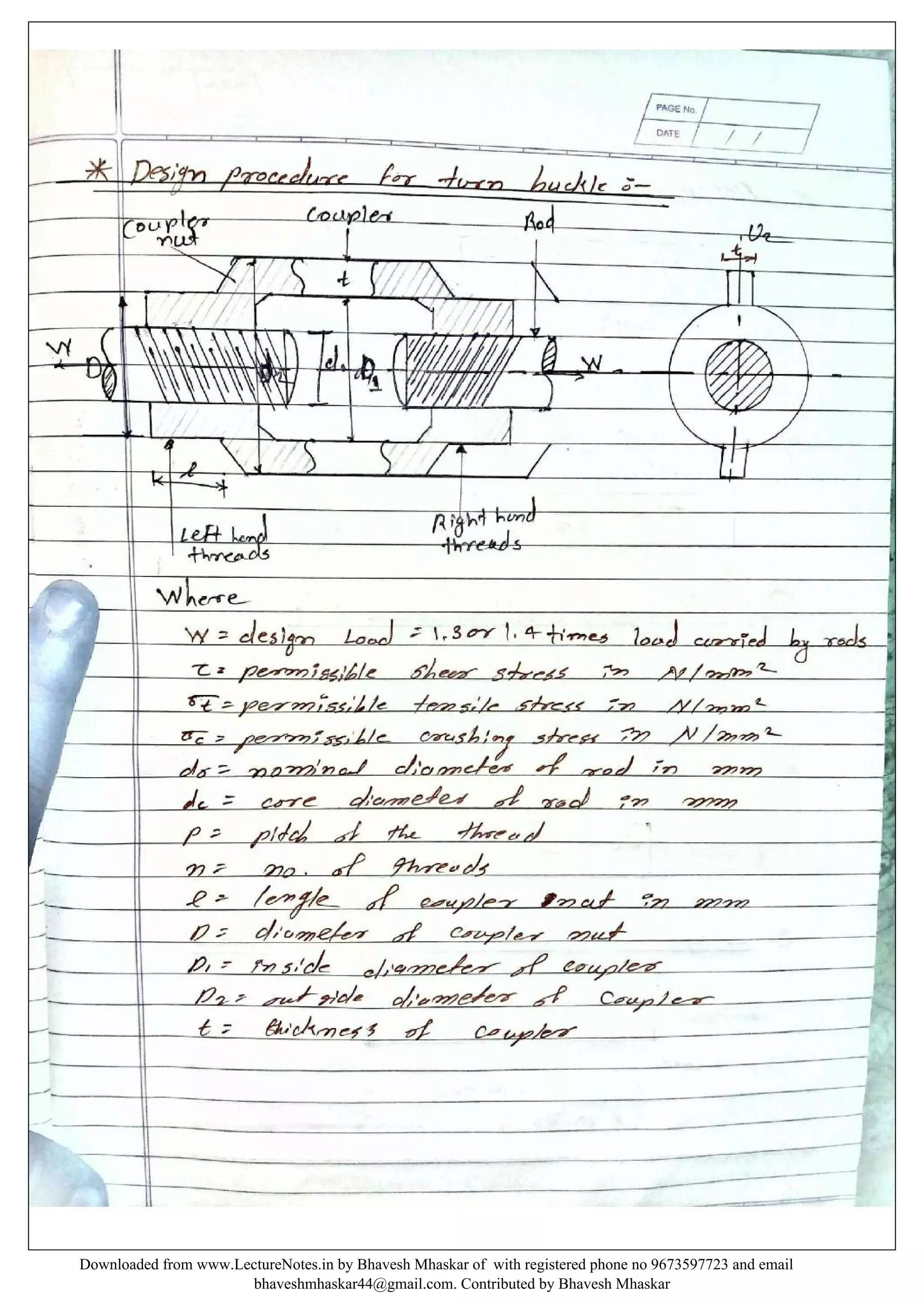 Design of machine elements notes by Bhavesh Mhaskar | PDF