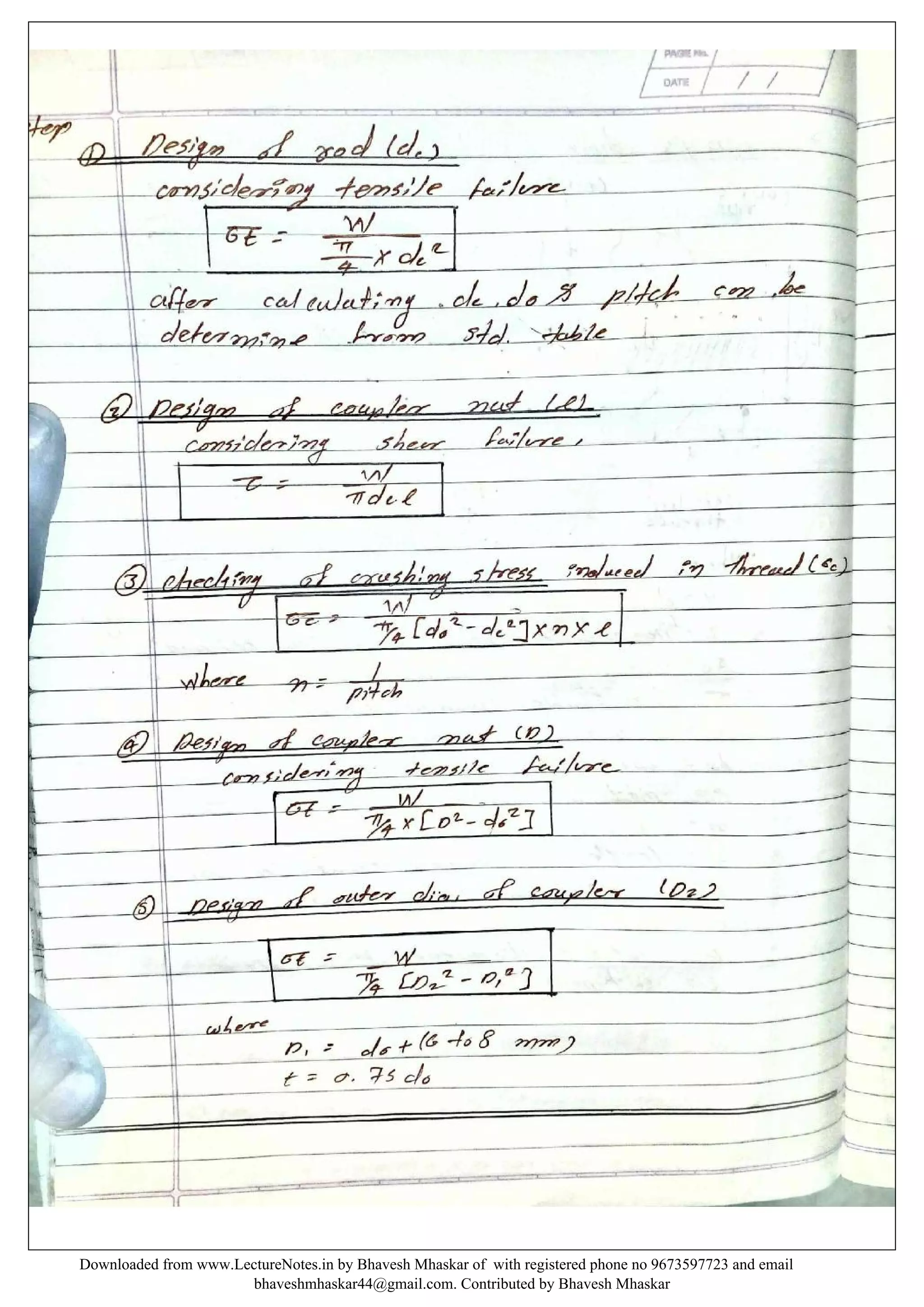 Design of machine elements notes by Bhavesh Mhaskar | PDF