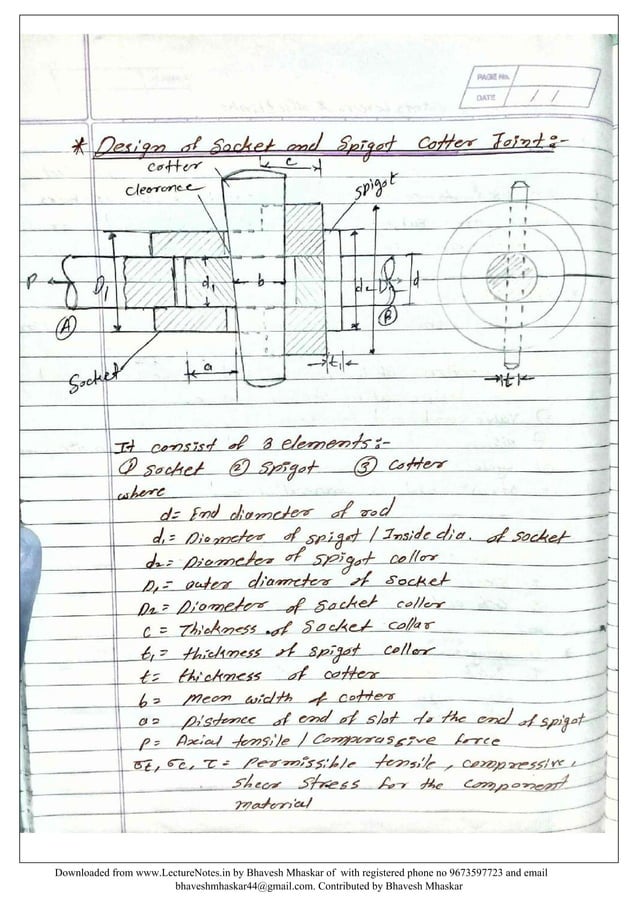 Design of machine elements notes by Bhavesh Mhaskar | PDF
