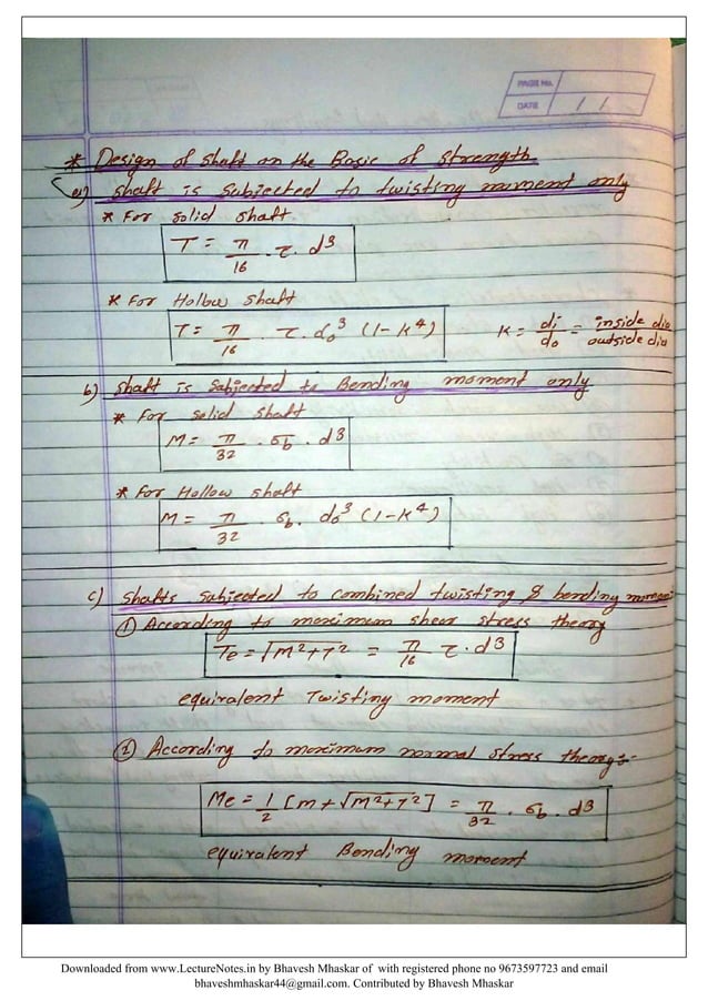 Design of machine elements notes by Bhavesh Mhaskar | PDF