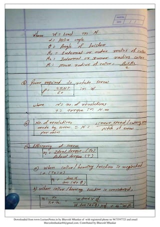 Design of machine elements notes by Bhavesh Mhaskar | PDF