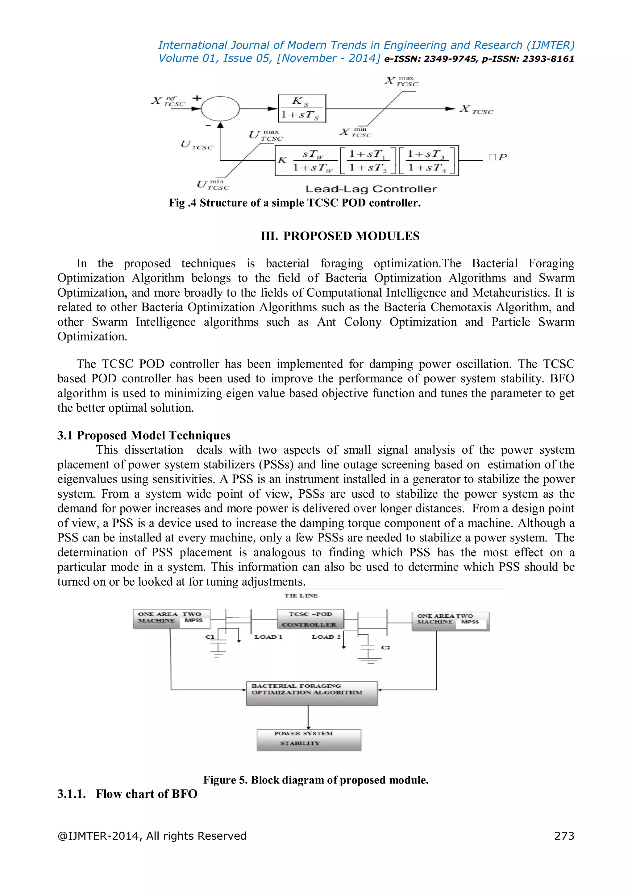 DESIGN OF MPSS AND TCSC DAMPING CONTROLLERS IN MULTI- MACHINE POWER SYSTEM USING BFO. | PDF