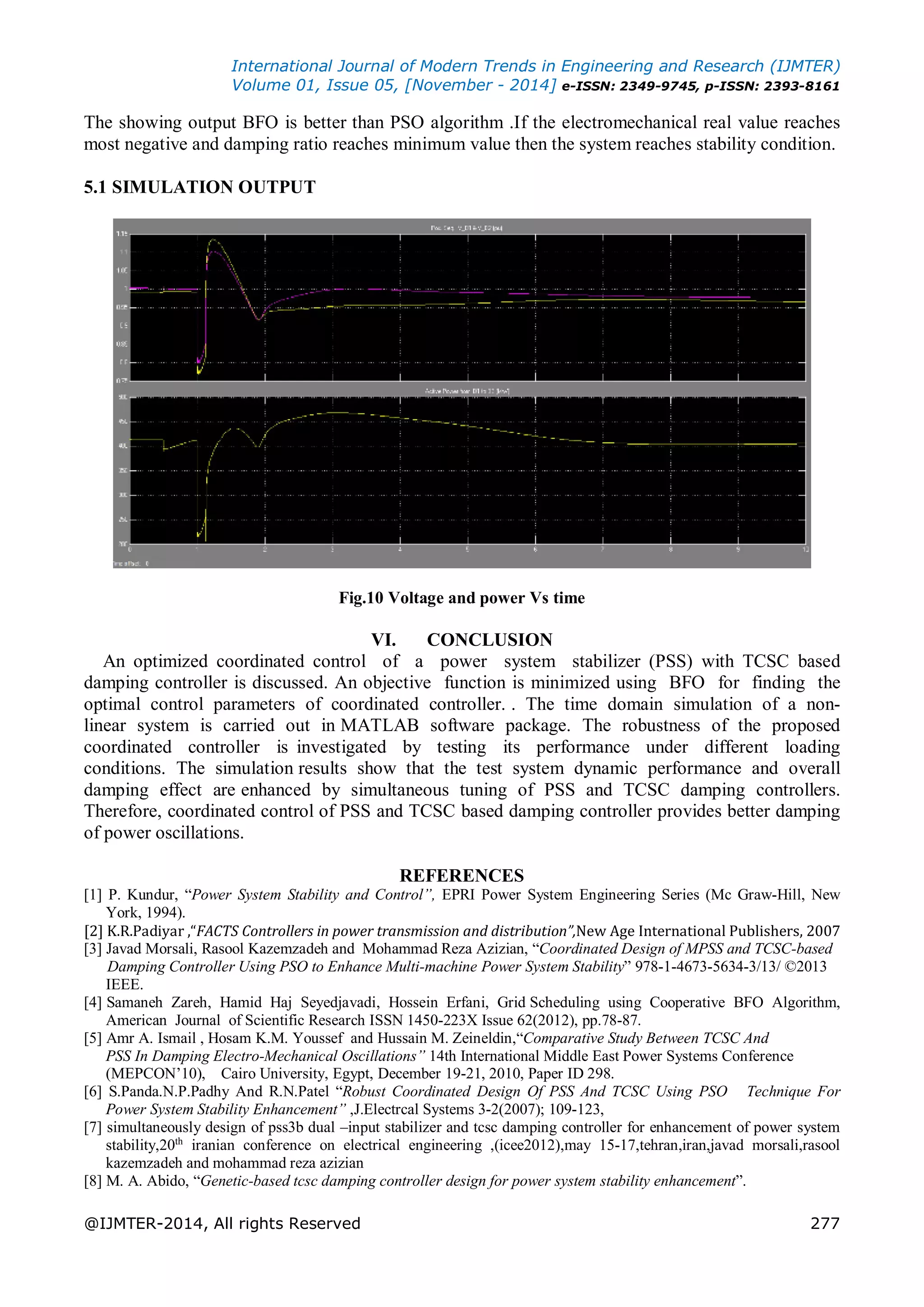DESIGN OF MPSS AND TCSC DAMPING CONTROLLERS IN MULTI- MACHINE POWER SYSTEM USING BFO. | PDF