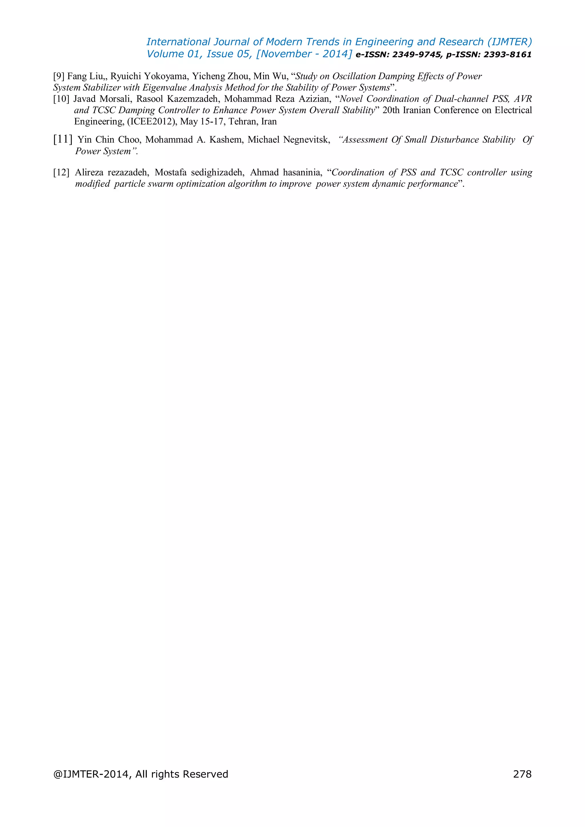 DESIGN OF MPSS AND TCSC DAMPING CONTROLLERS IN MULTI- MACHINE POWER SYSTEM USING BFO. | PDF