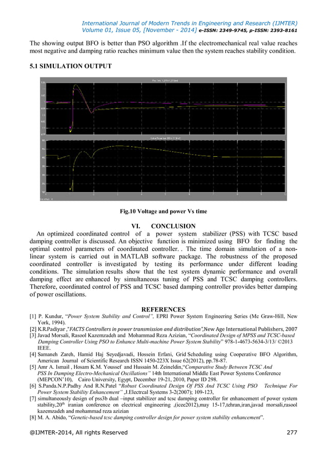 Design Of Mpss And Tcsc Damping Controllers In Multi Machine Power System Using Bfo Pdf
