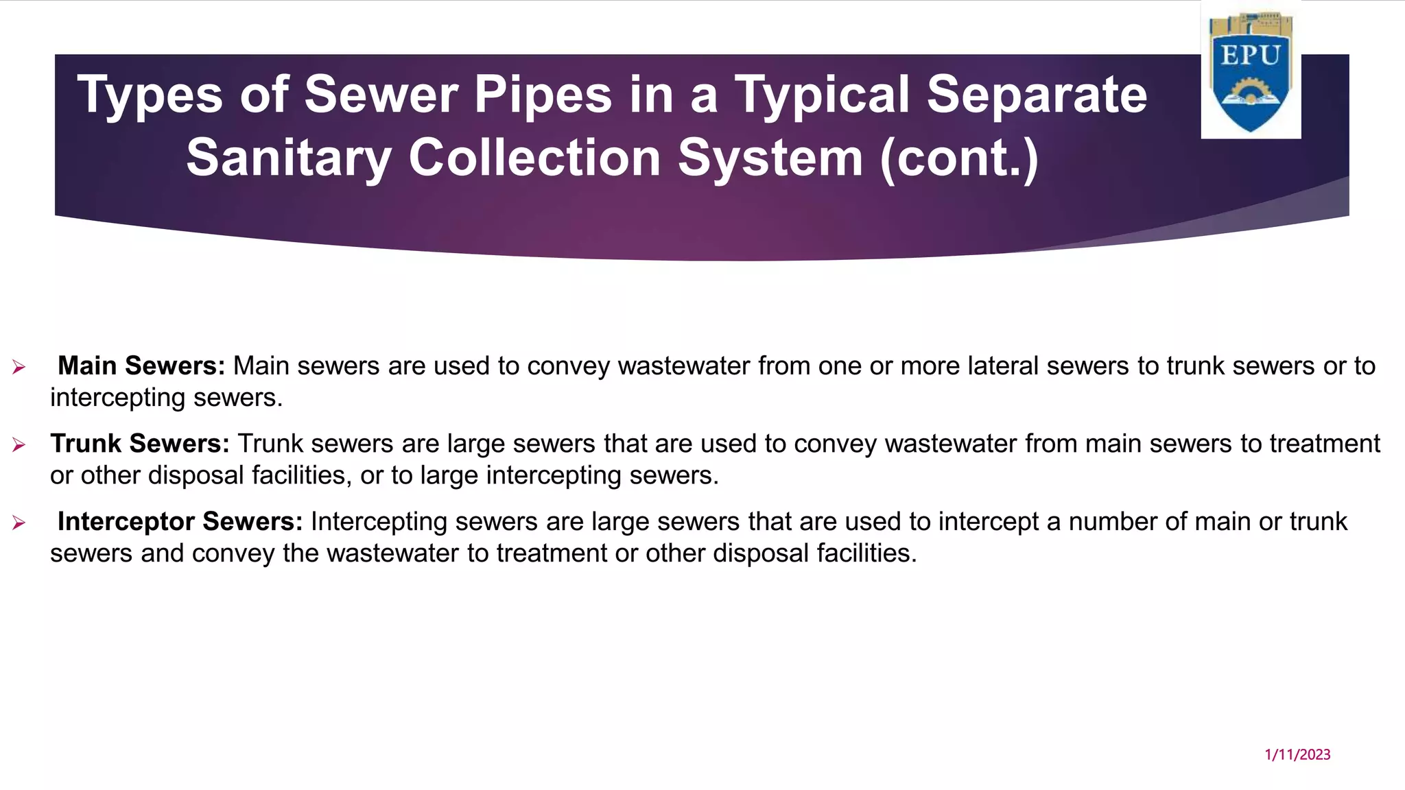 Design of Sanitary Sewer System | PPTX