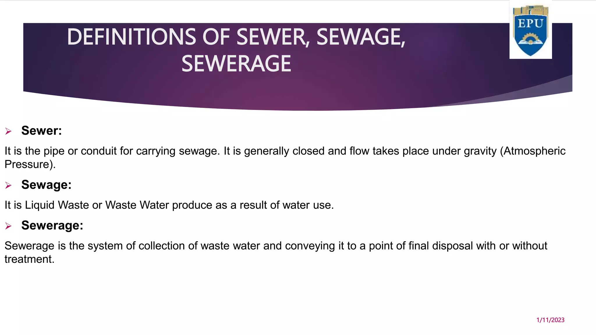 Design of Sanitary Sewer System | PPTX