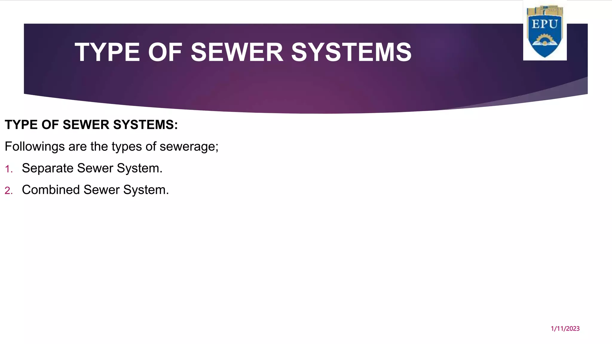 Design of Sanitary Sewer System | PPTX