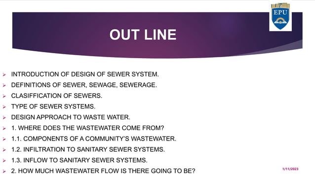 Design of Sanitary Sewer System | PPTX | Civil Engineering Industry ...