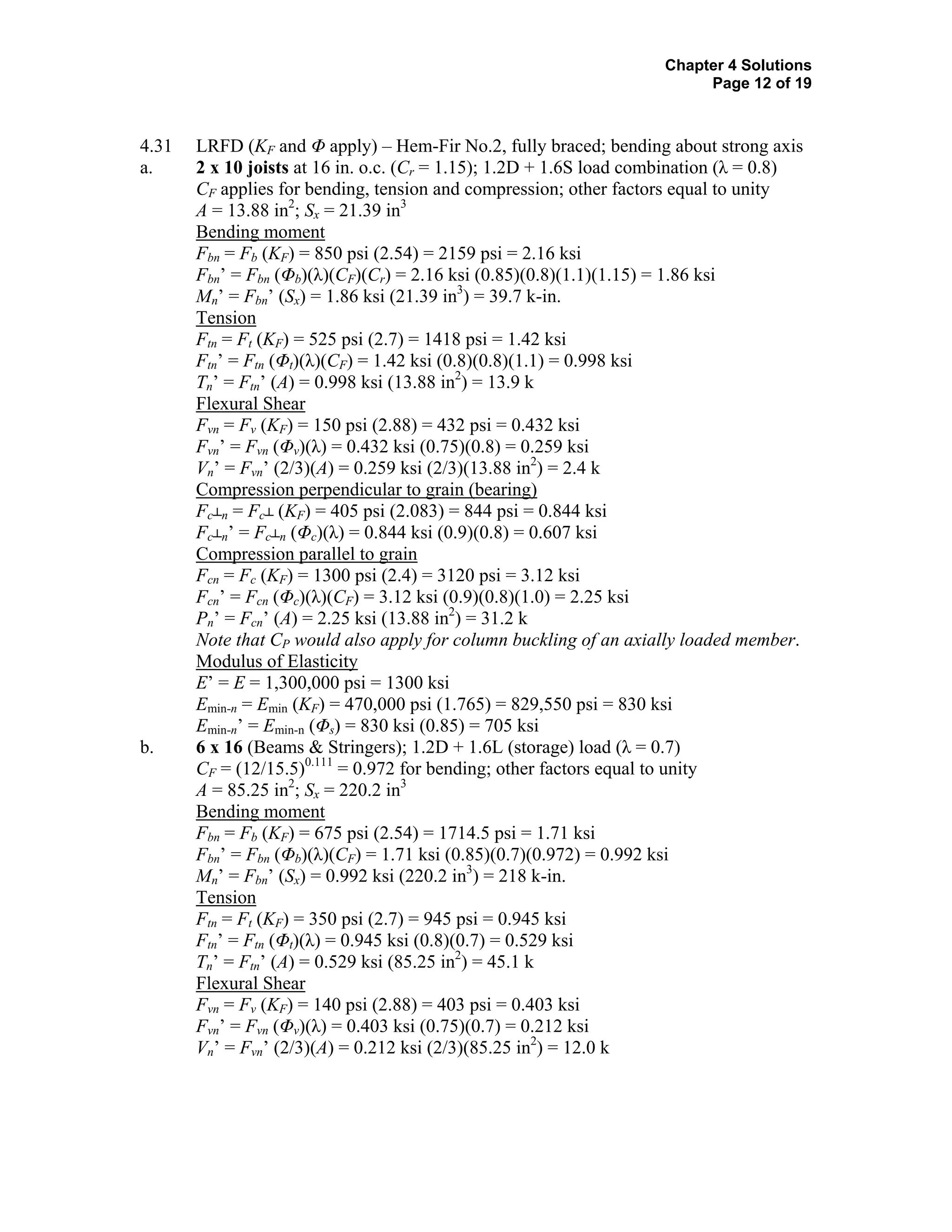Design Of Wood Structures ASD-LRFD 6th Edition Donald Breyer Solutions Manual | PDF