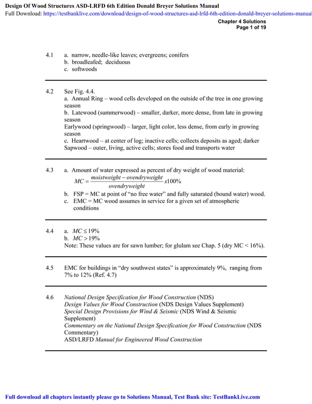 Design Of Wood Structures ASD-LRFD 6th Edition Donald Breyer Solutions ...