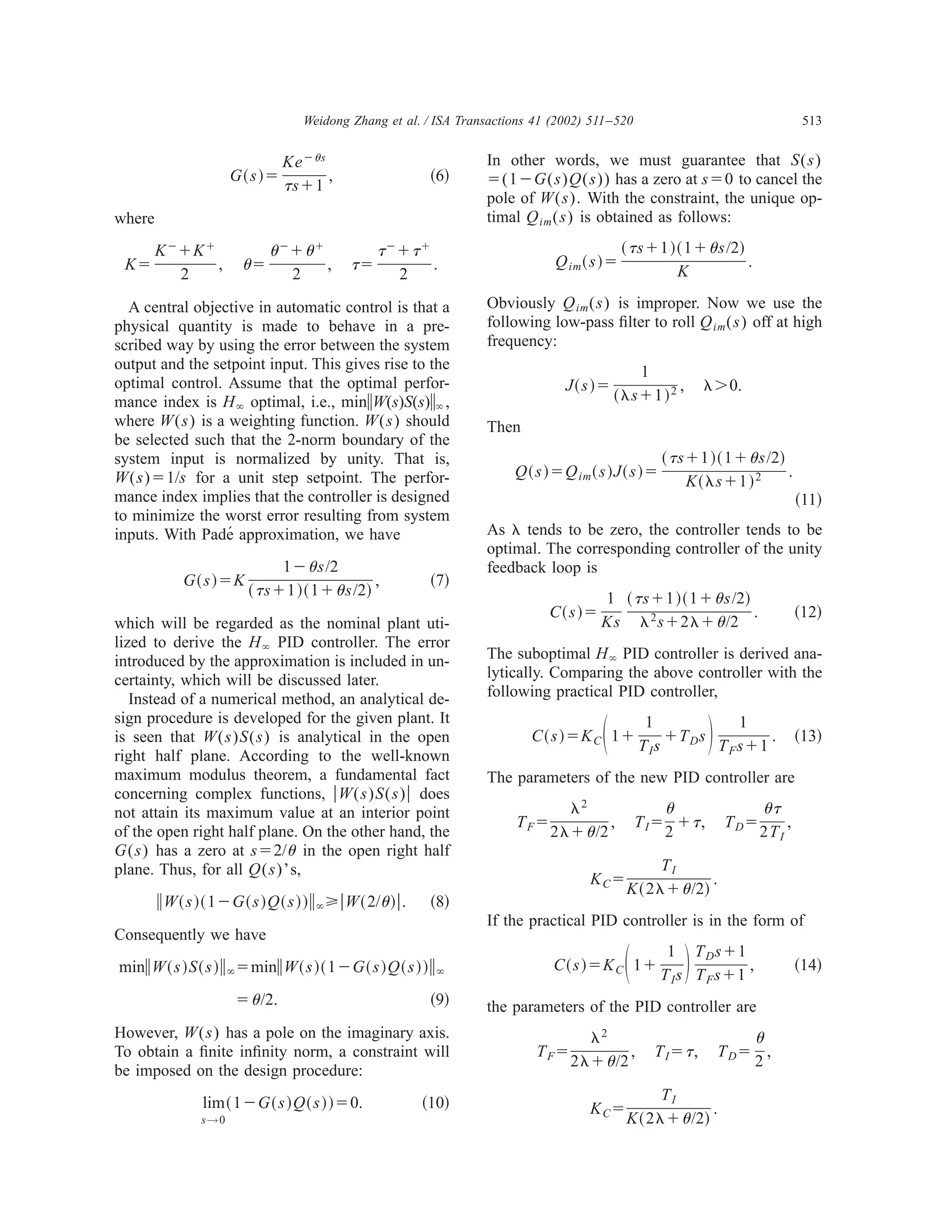 Design PID controllers for desired time domain or frequency domain response | PDF