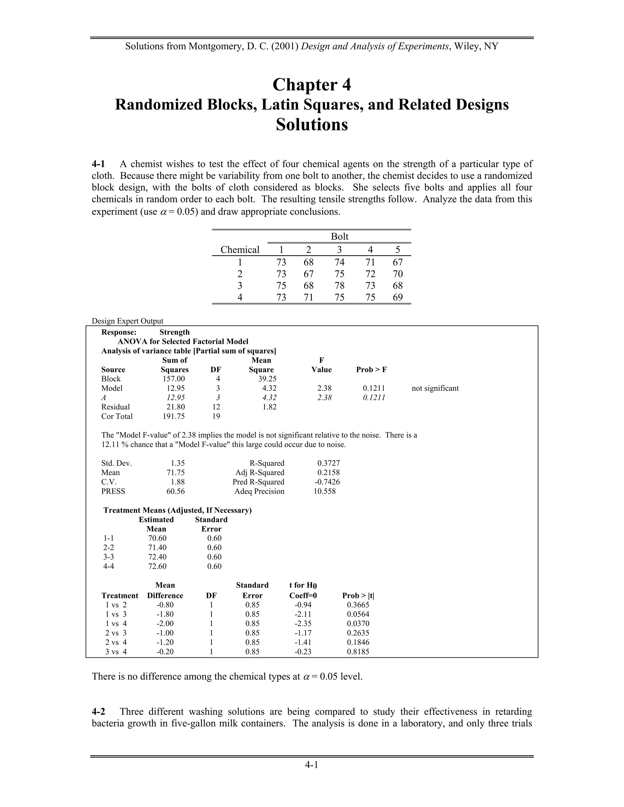 Solutions. Design and Analysis of Experiments. Montgomery | PDF