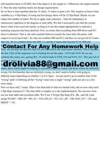 Design a circuit that detect the sequence 0110. Draw the Moore sta.pdf